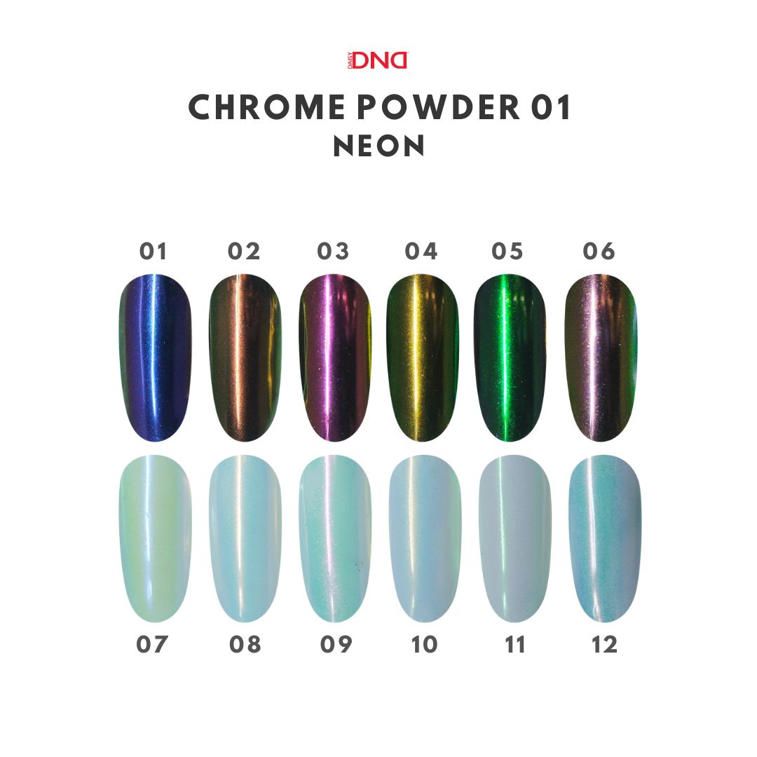 DND Chrome Powder — Neon #01 (12pcs.) – DND Gel